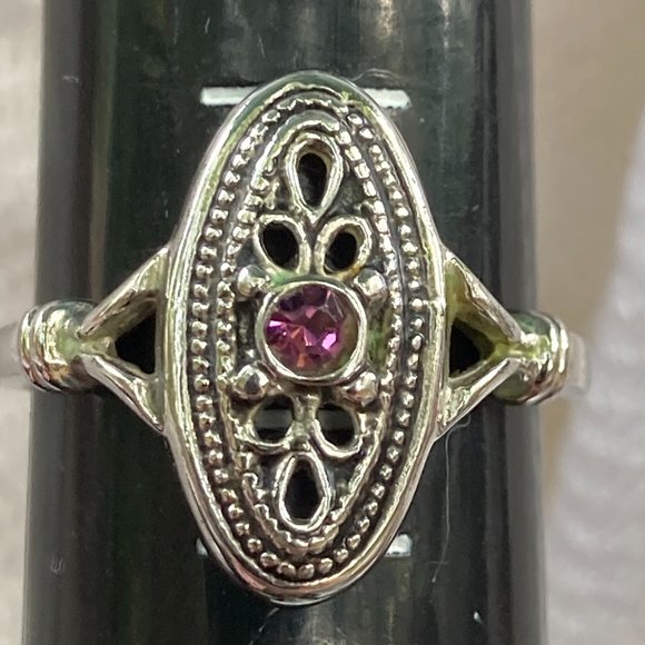 Avon | Jewelry | Vintage 97s Silver Tone Avon Ring Nostalgia With Red ...